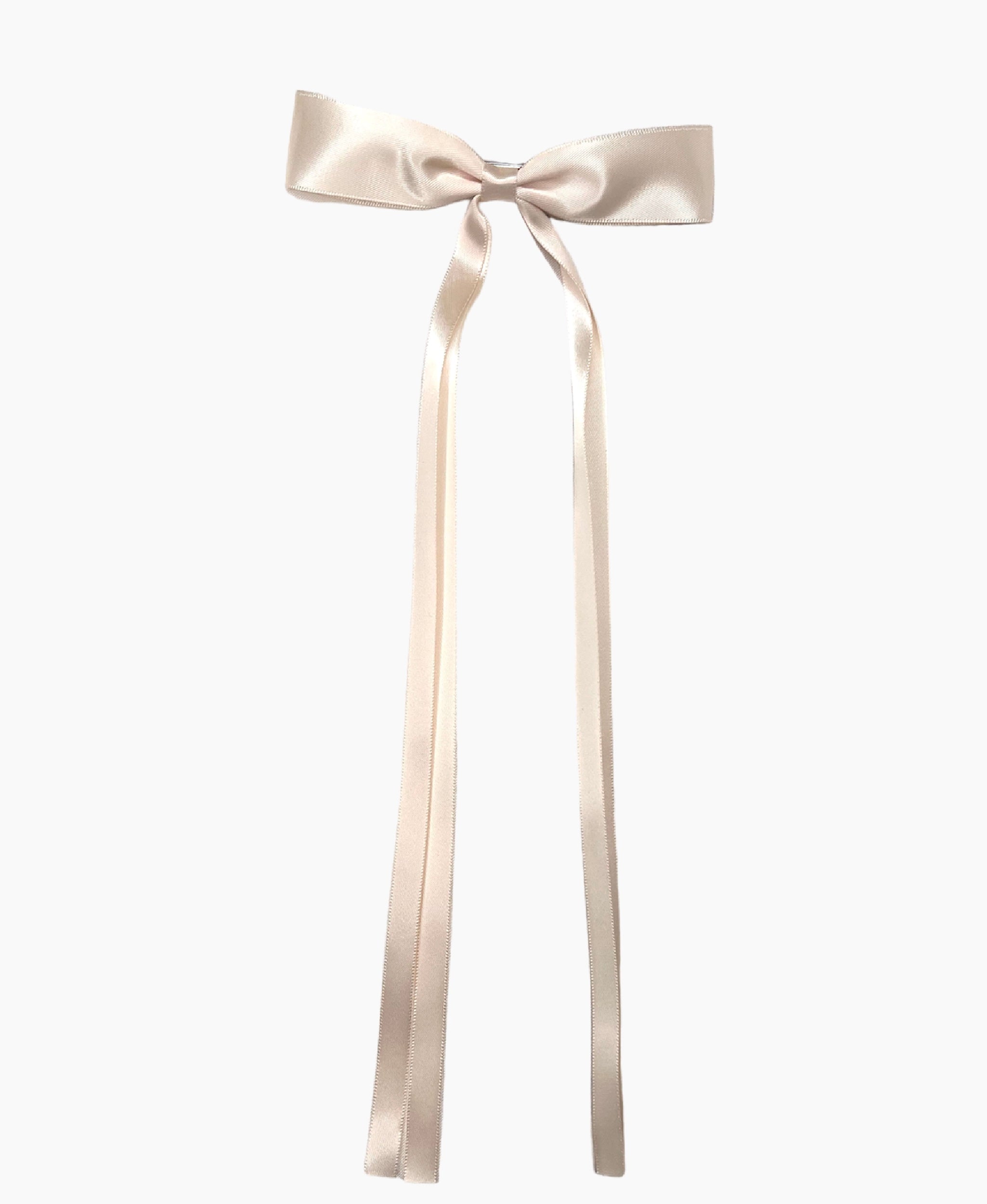 Off-White Satin Ribbon Bow Hair Clip – NARCES