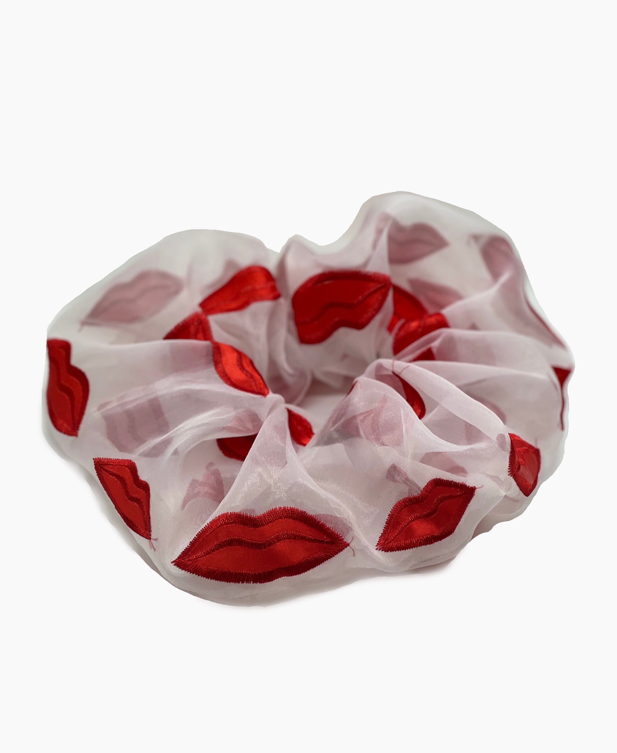 White Lip Hand Embroidered Organza Super Scrunchie – NARCES