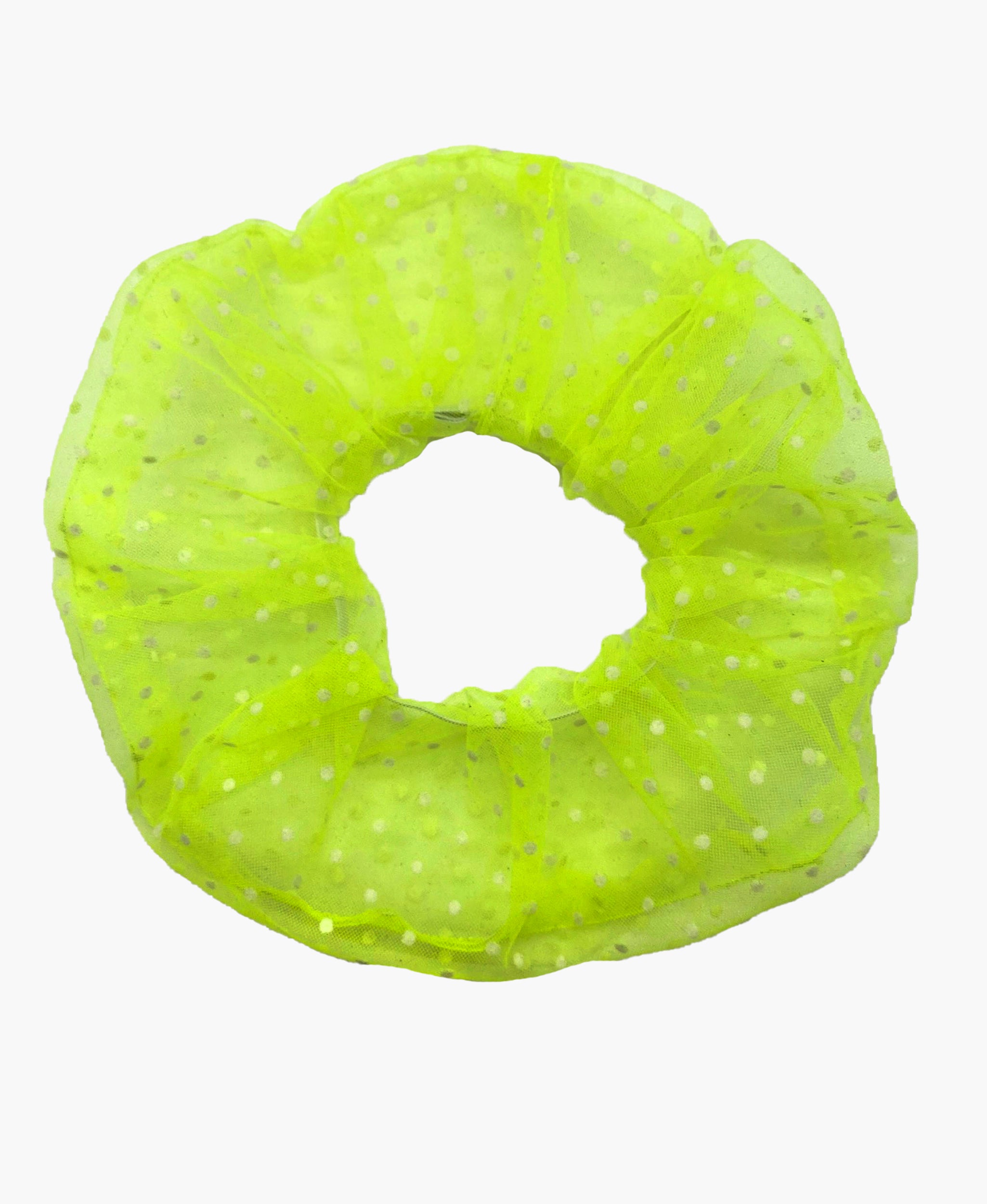 White Polka Dot Neon Tulle Ultra Scrunchie – NARCES